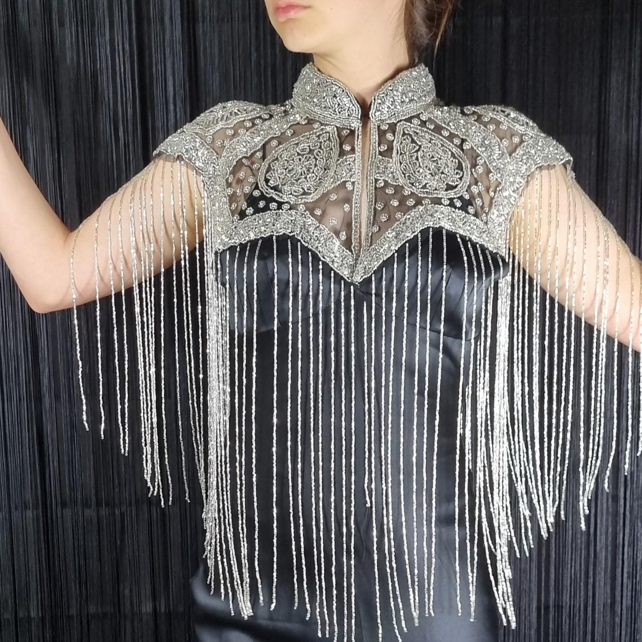 Exquisite heavy silver beaded cape Vintage 1920s... - Depop