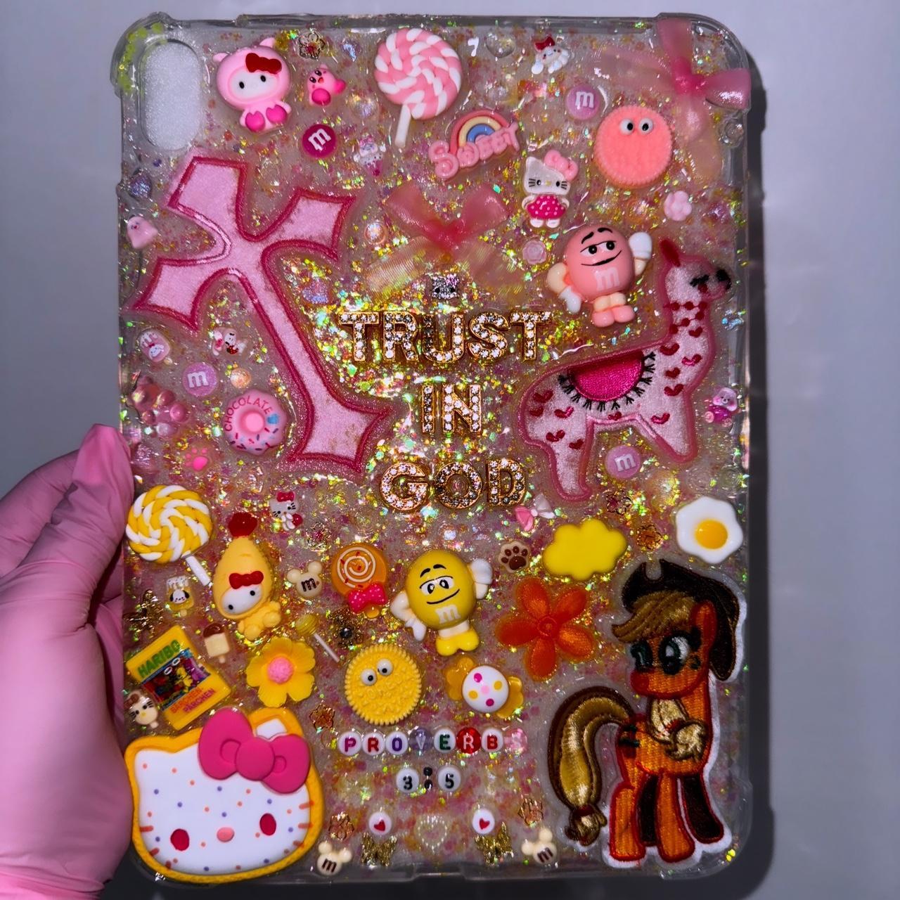 customized glittery pink and gold iPad case (iPad... | Depop