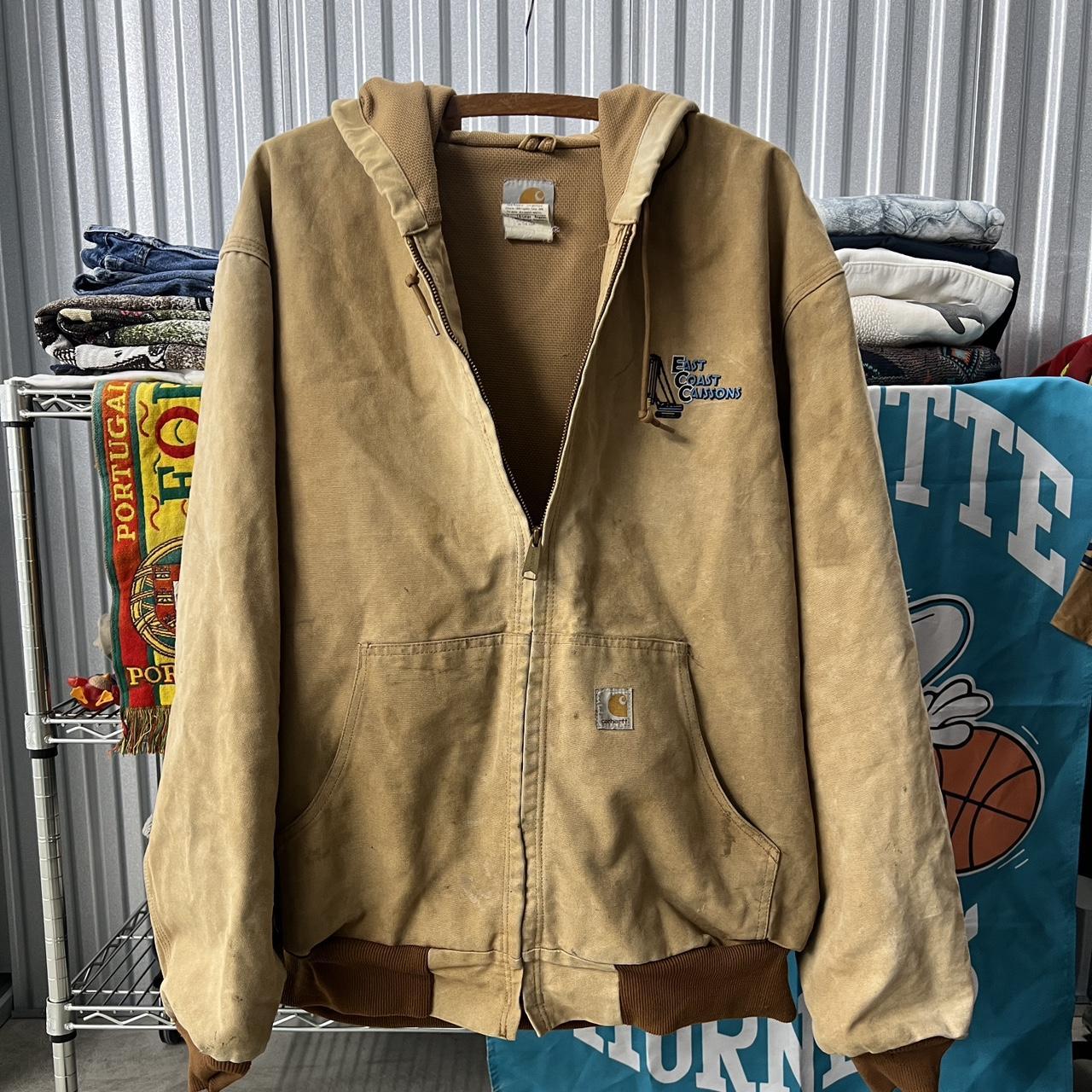 Tan and brown Carhartt jacket •Size XL - Depop