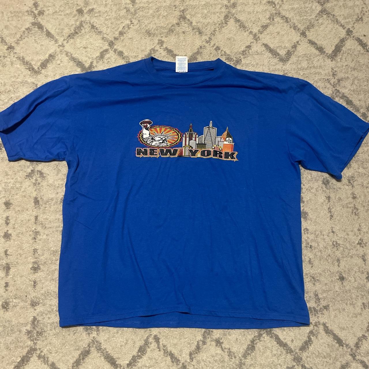 Cool y2k blue new york shirt Size mens... - Depop