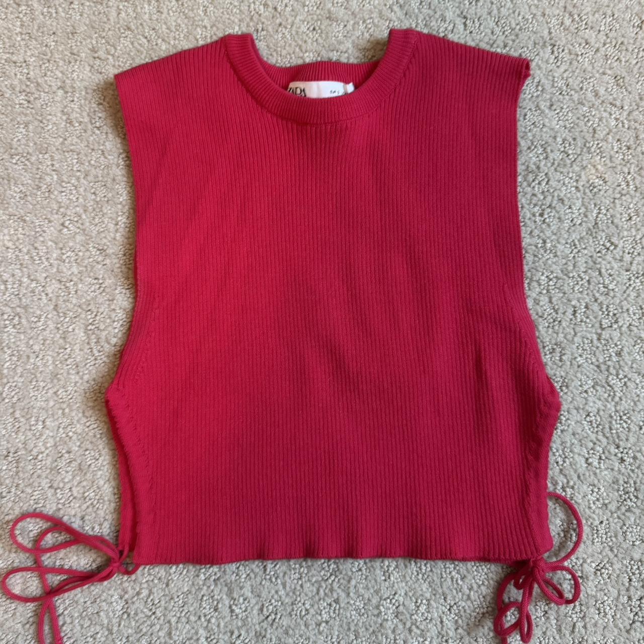 Zara Hot pink top with tie detail on side #zara... | Depop