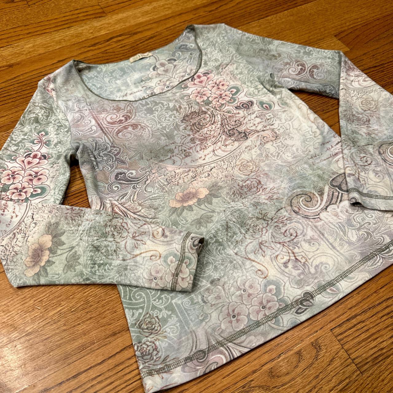 B. Friends Y2K Rhinestone Long Sleeve Shirt Super... - Depop