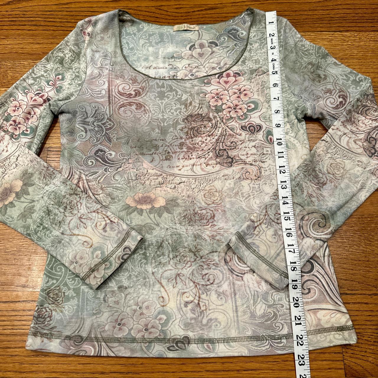 B. Friends Y2K Rhinestone Long Sleeve Shirt Super... - Depop