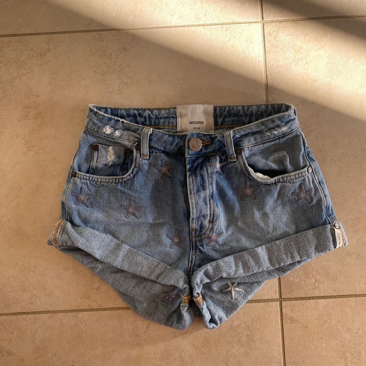 One Teaspoon, denim shorts, size 24. worn 10 times,... - Depop