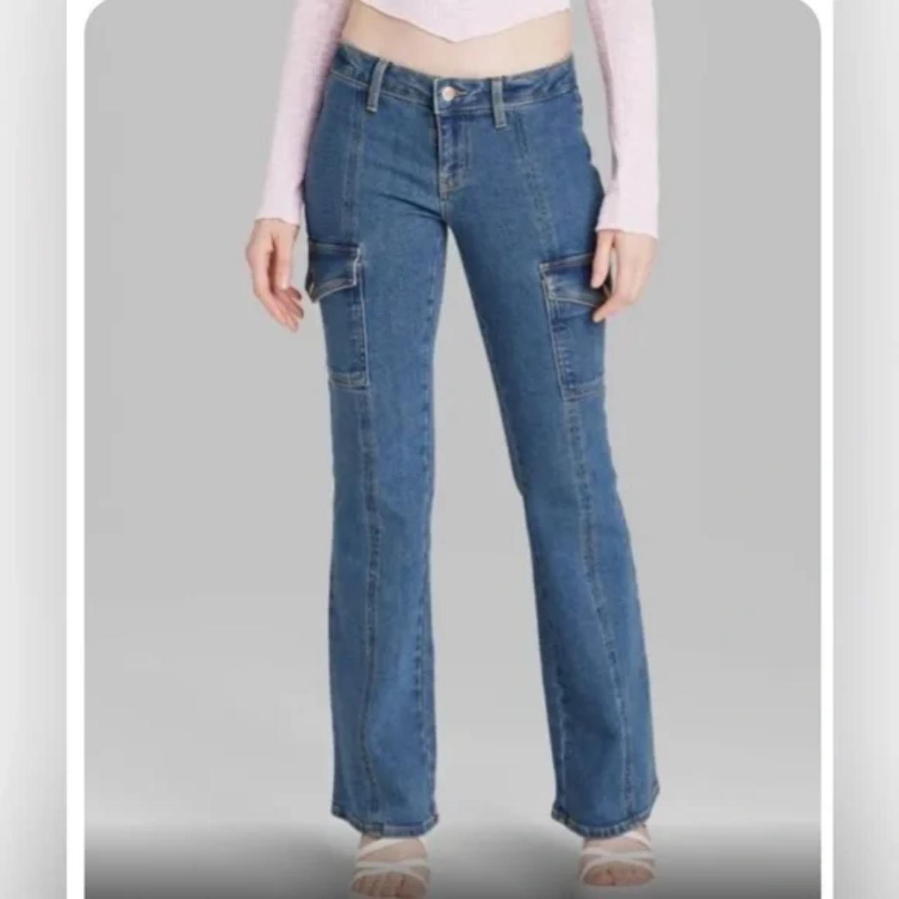 WILD FABLE Jeans Women’s Cargo Flare Blue Denim Plus... - Depop
