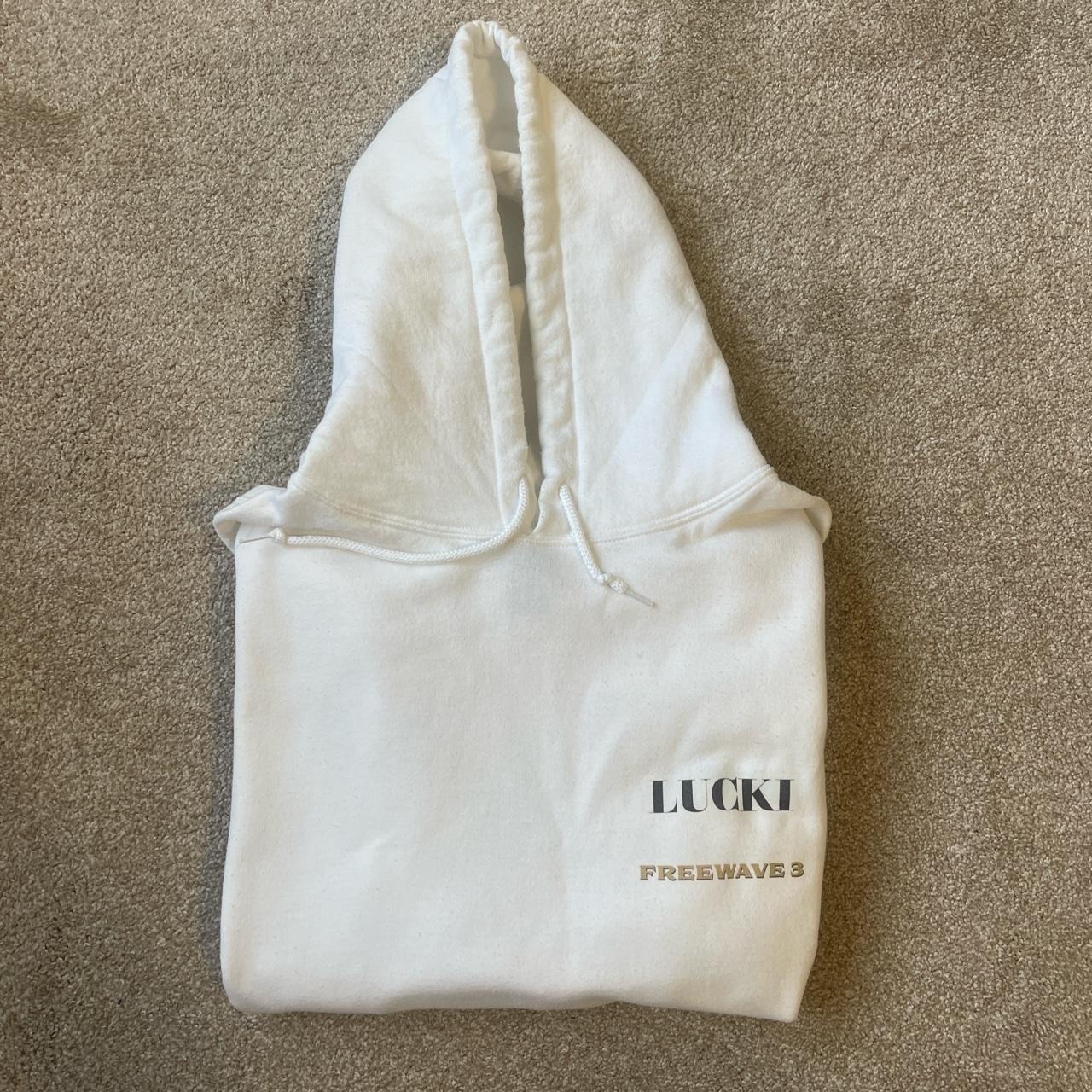 lucki merch freewave 3 album white hoodie size... - Depop