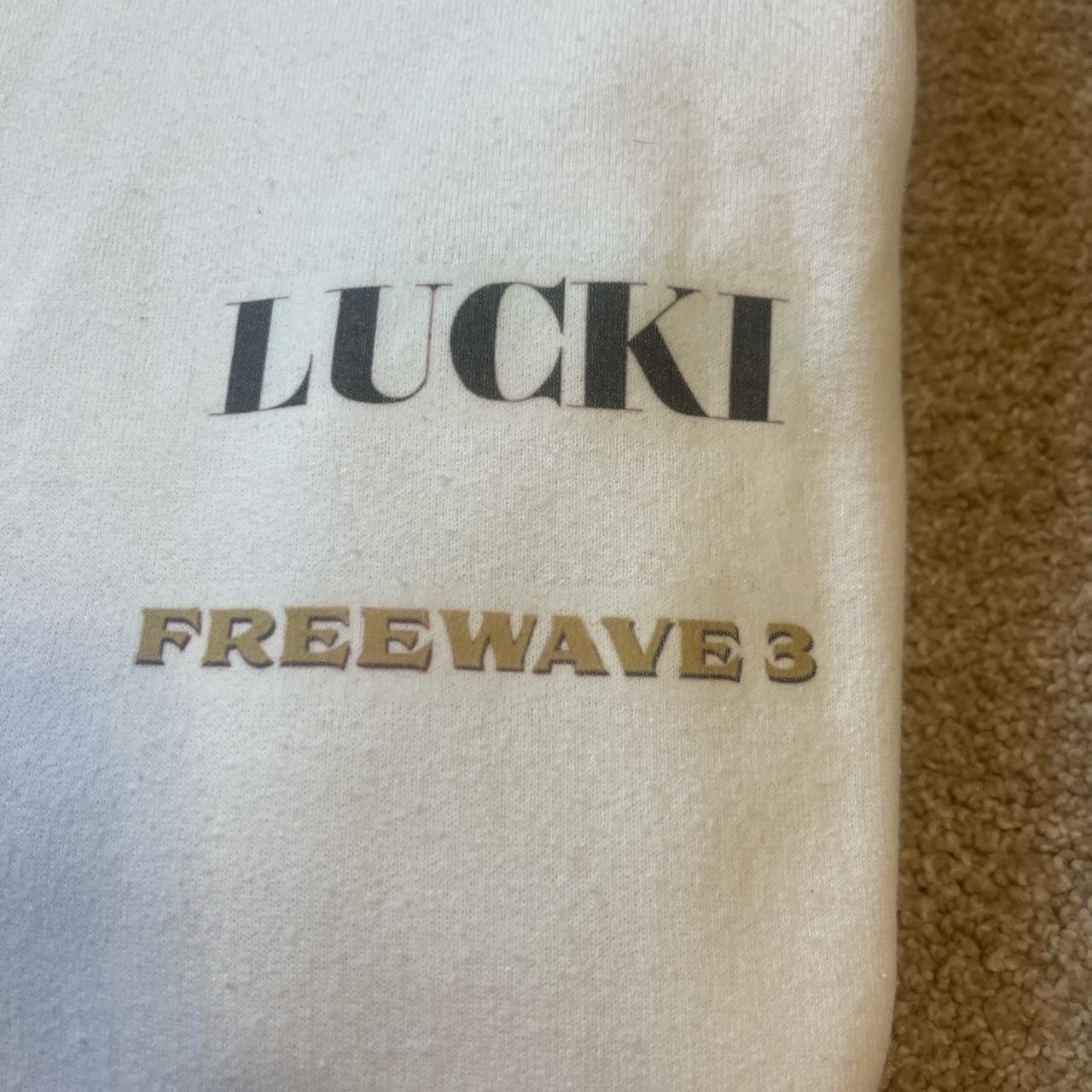 lucki merch freewave 3 album white hoodie size... - Depop
