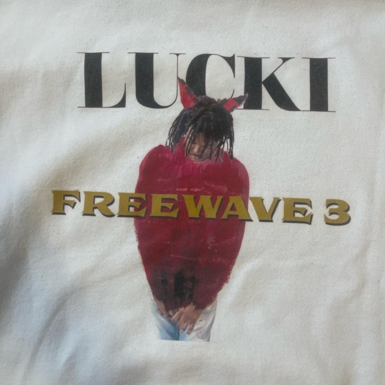 lucki merch freewave 3 album white hoodie size... - Depop