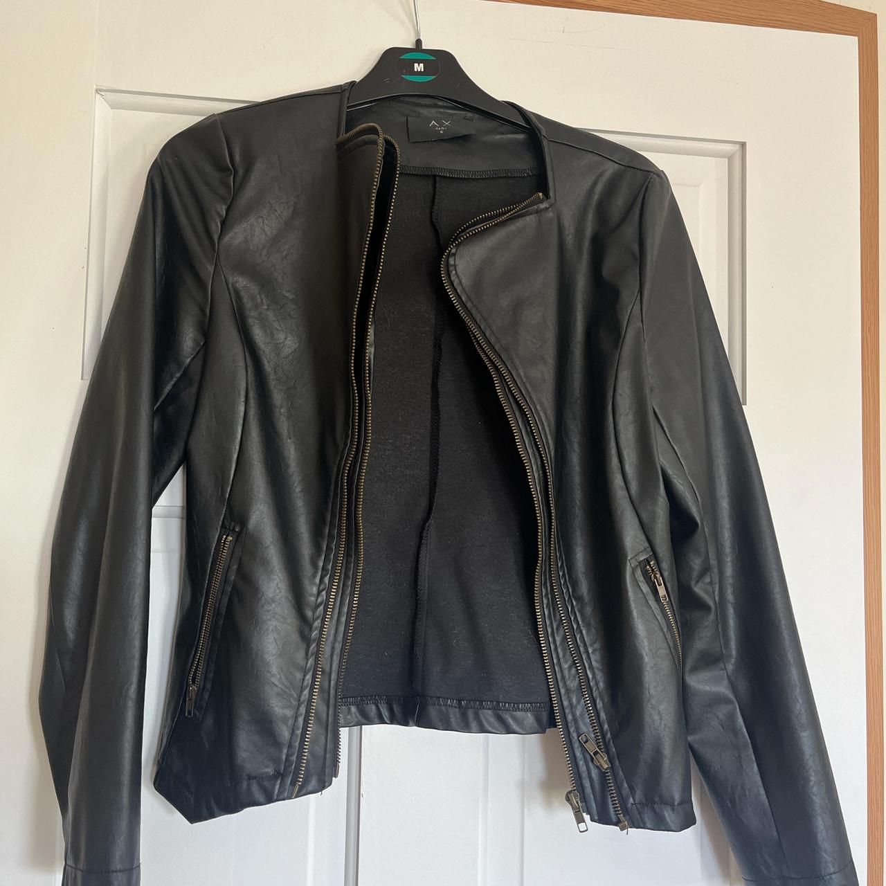 Ax Paris leather Jacket Size 8 - Depop