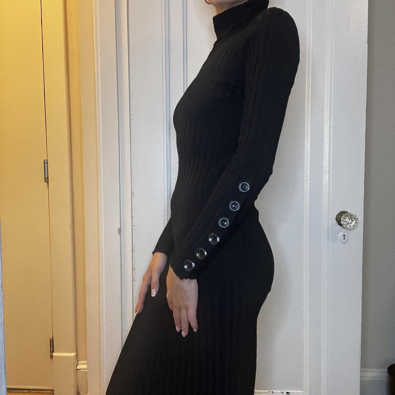 Black maxi turtleneck sweater dress with button... - Depop