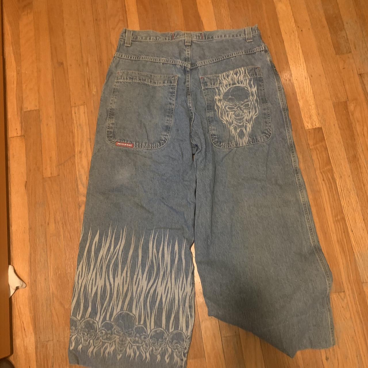 Rare Jnco jeans flaming skull grail 36x32 Looking... - Depop