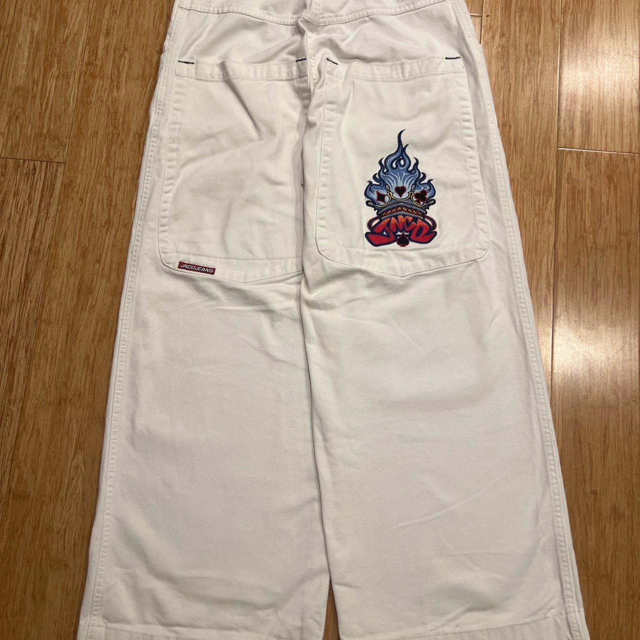 Rare white Jnco flaming spades Size 32x32 Dm me... | Depop