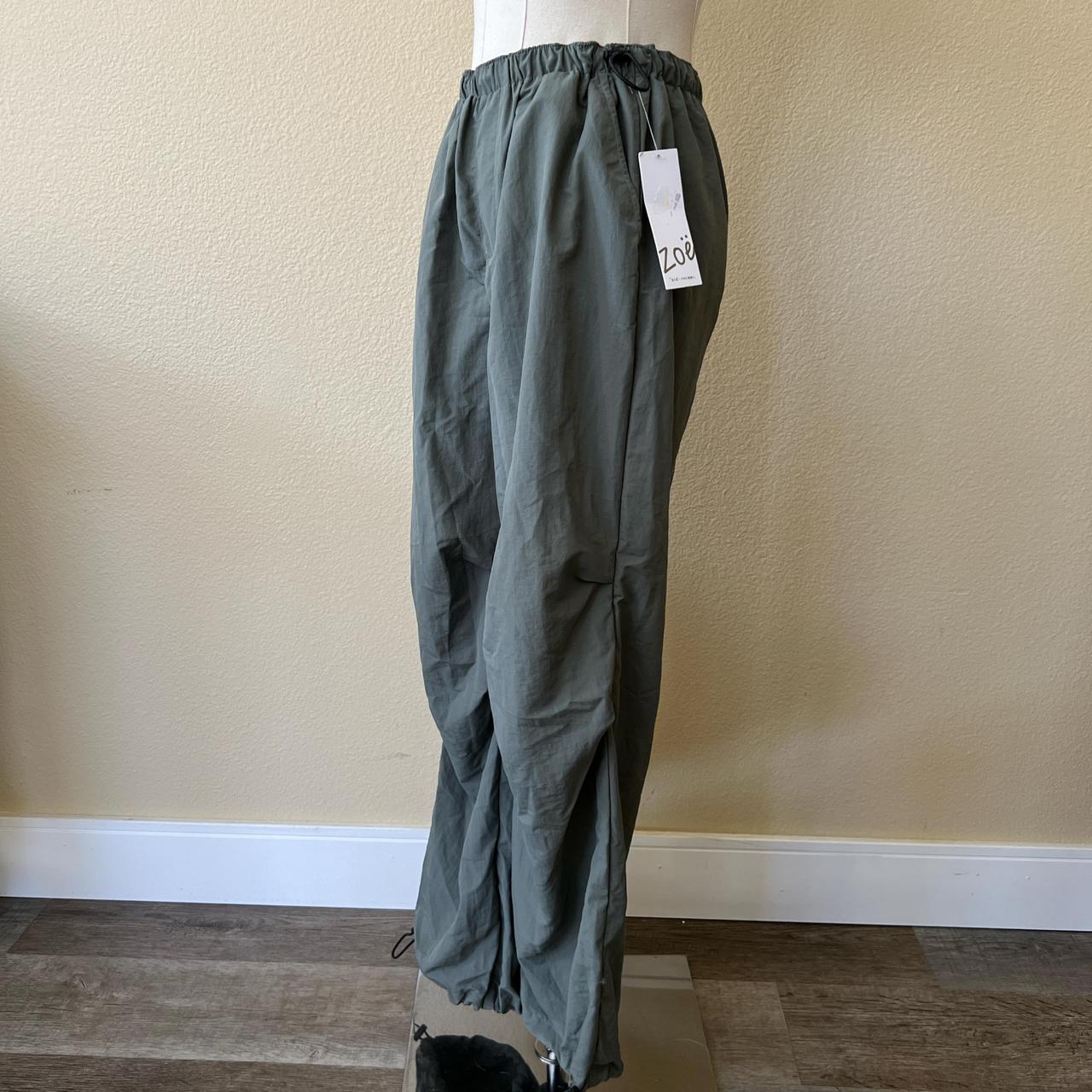 Zoe +Phoebe brand parachute pants In faded green... - Depop
