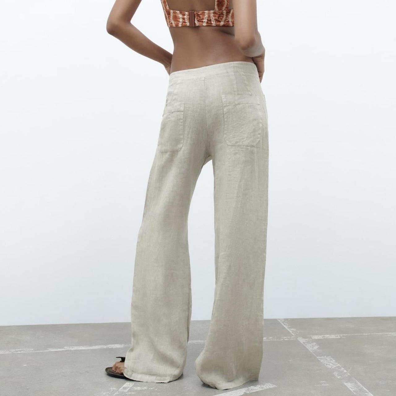 gorgeous zara linen trousers 🤍 loose fit, can be... - Depop