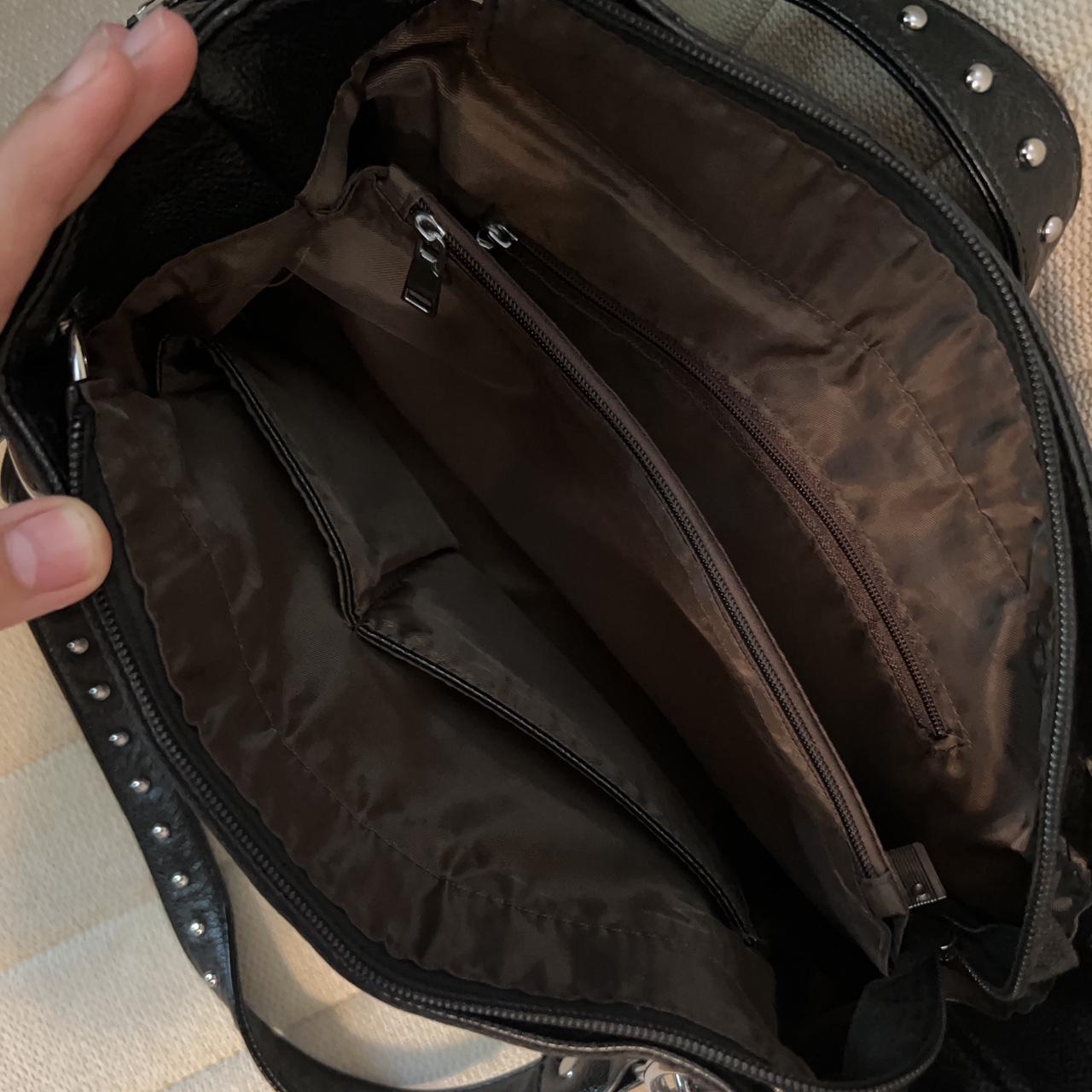 Y2k studded bag with silver hardware, featuring a... - Depop