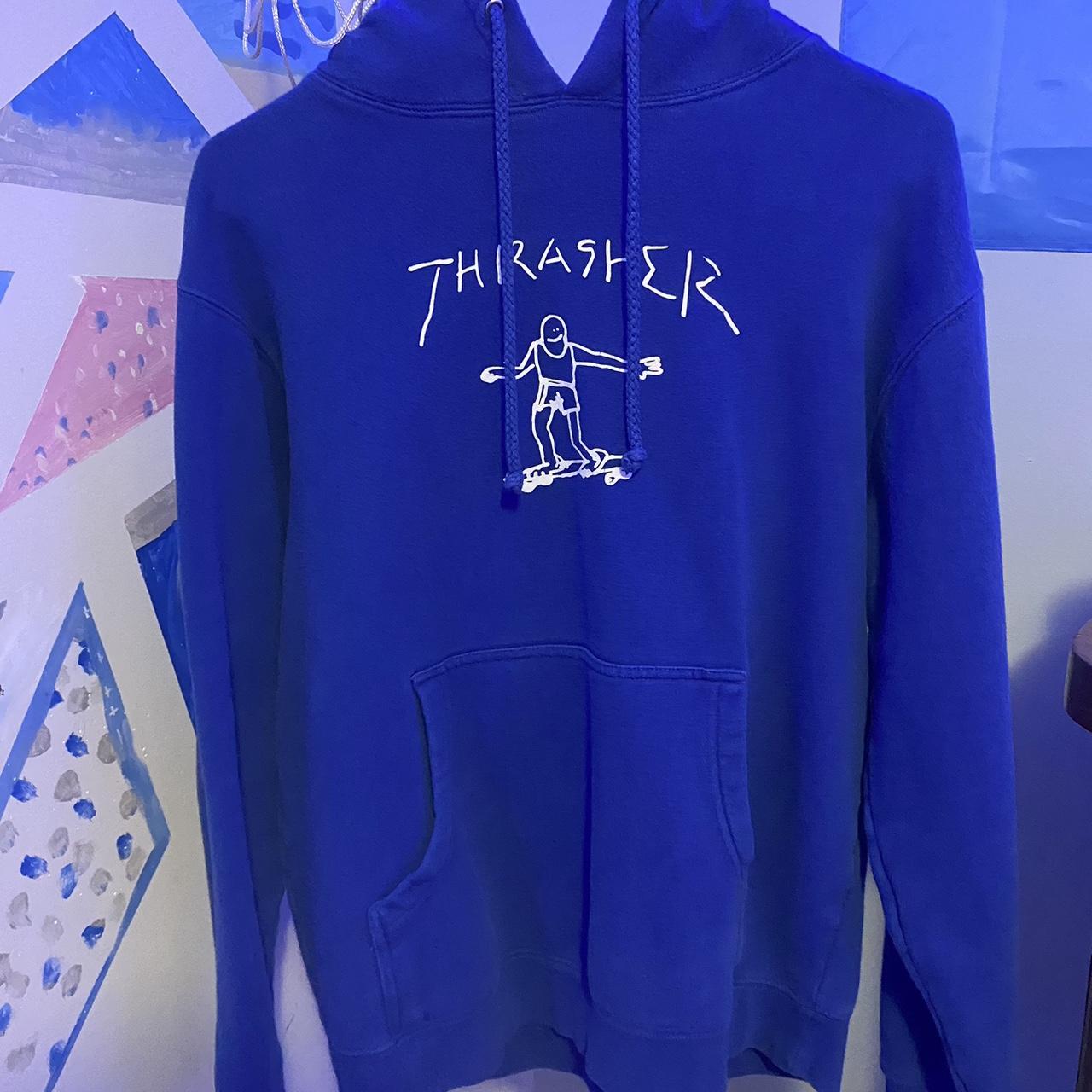 Blue Thrasher Hoodie No flaws - Depop