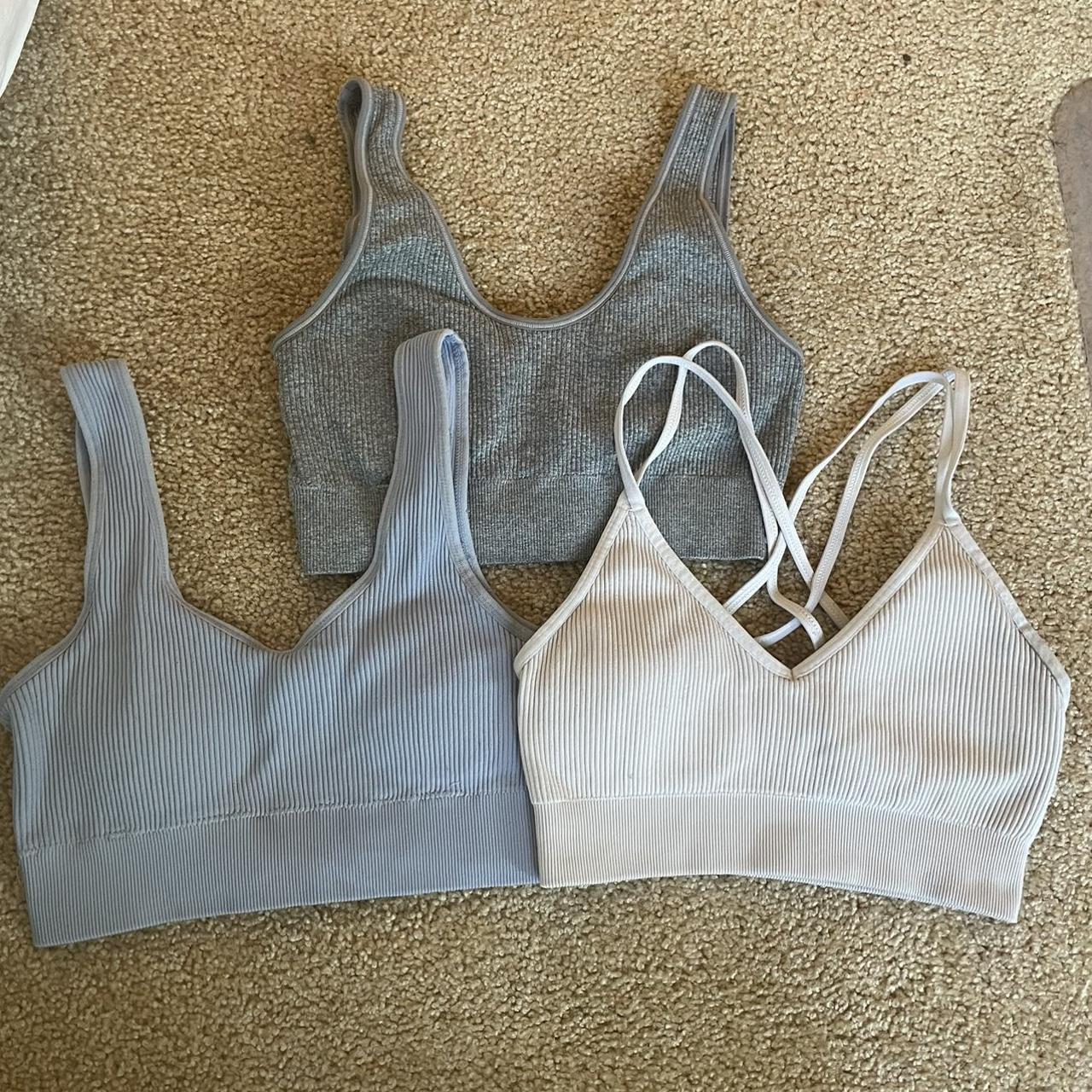 Bundle Of 3 Ribbed Aerie Bralettes 1 Pastel Blue 1 Depop