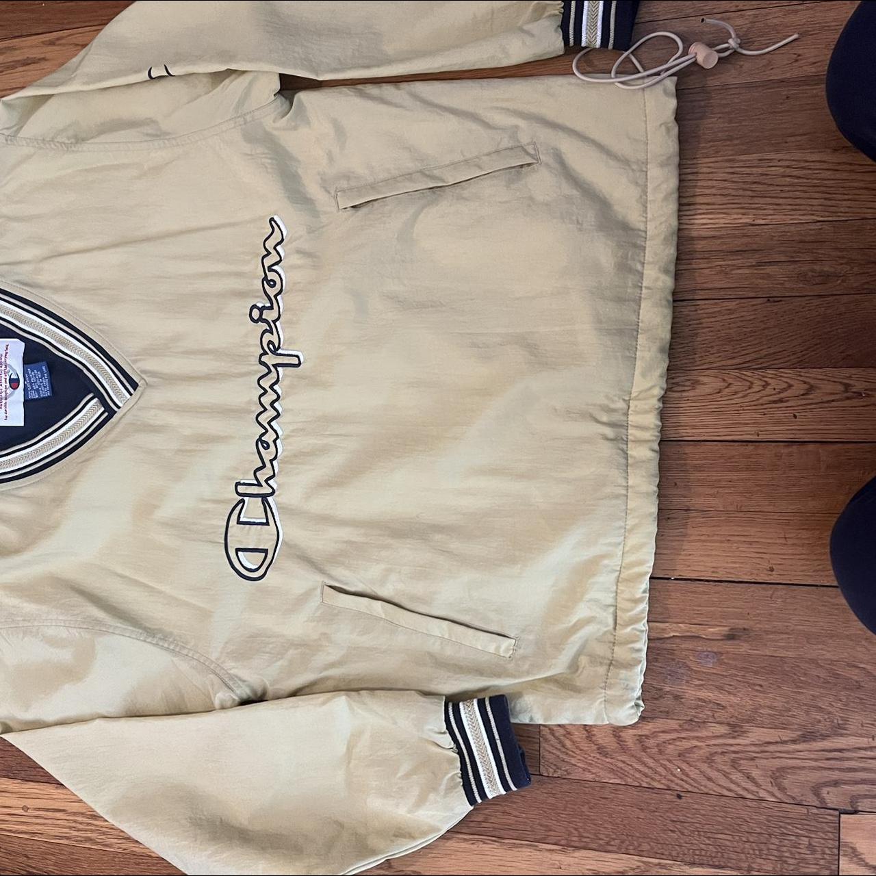 Champion Men's Navy and Tan Jacket | Depop