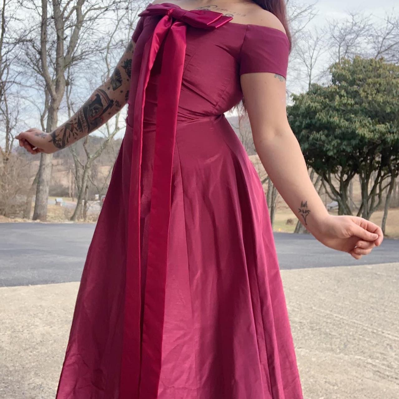 Vintage maroon-colored formal gown - perhaps a prom... - Depop