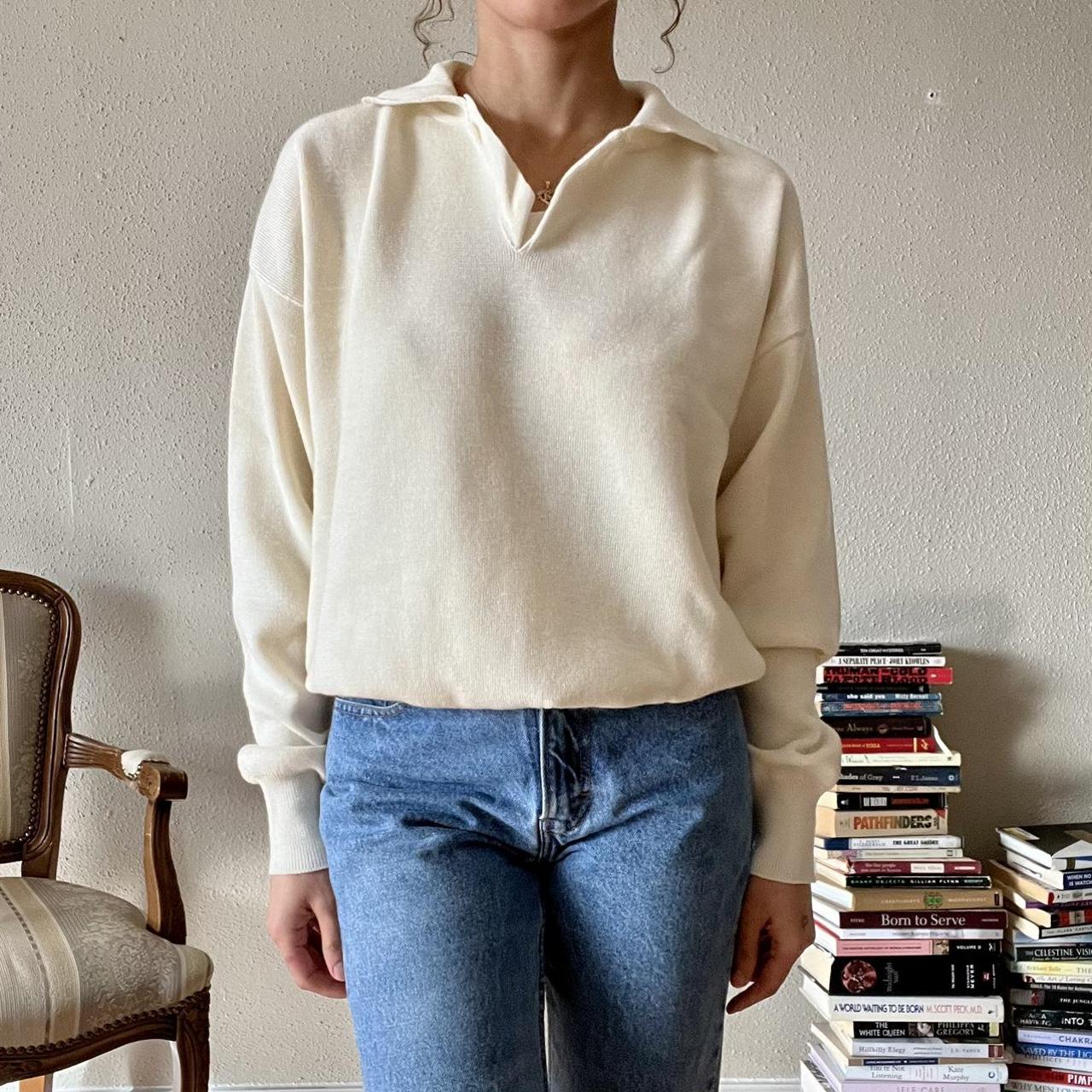 Vintage Cream 100% Wool Oversized Sweater Vintage... - Depop
