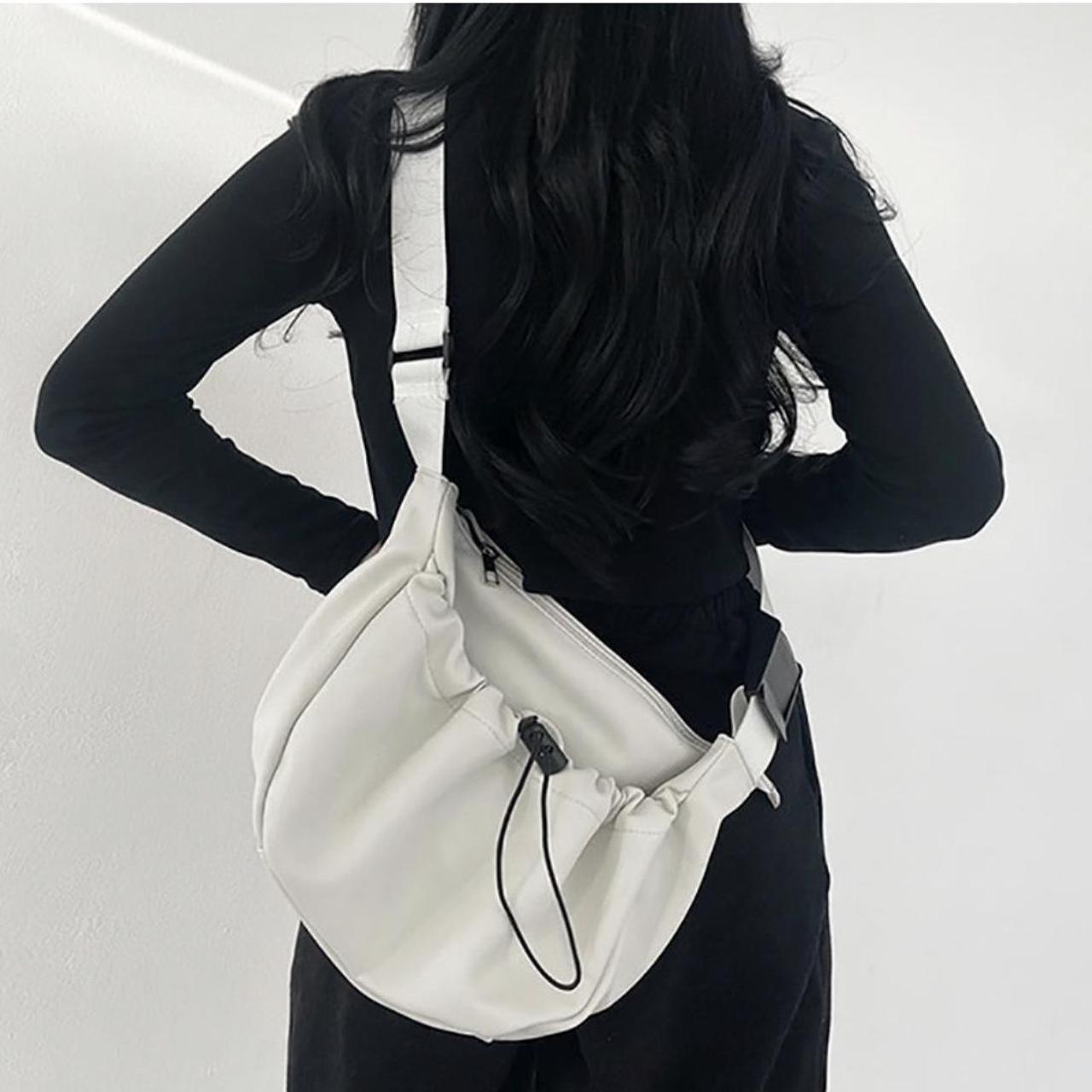 Korean Drawstring Pocket Crossbody Bag (ivory) - Depop