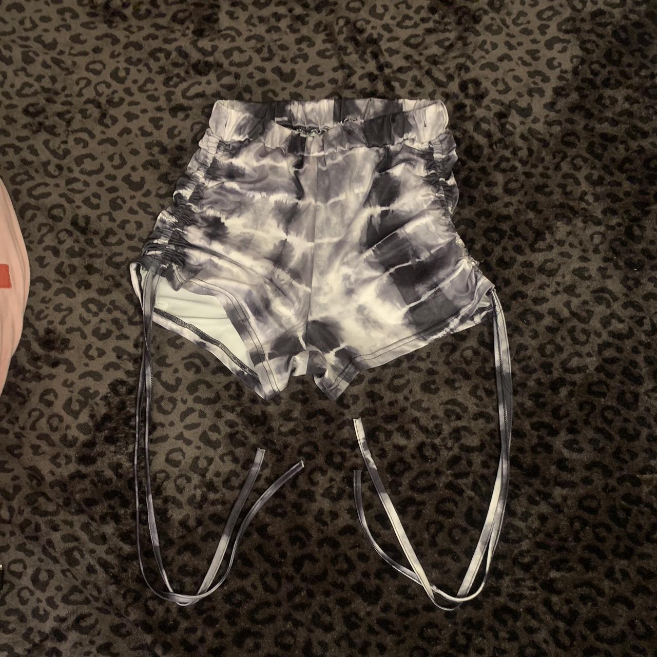 Tiny cute tie dye shorts witch adjustable ruching on... - Depop