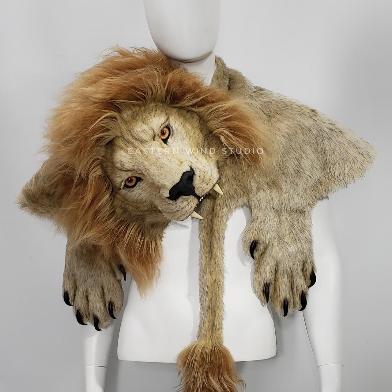 Lion head shawl/ sash with acrylic eyes, teeth,... - Depop