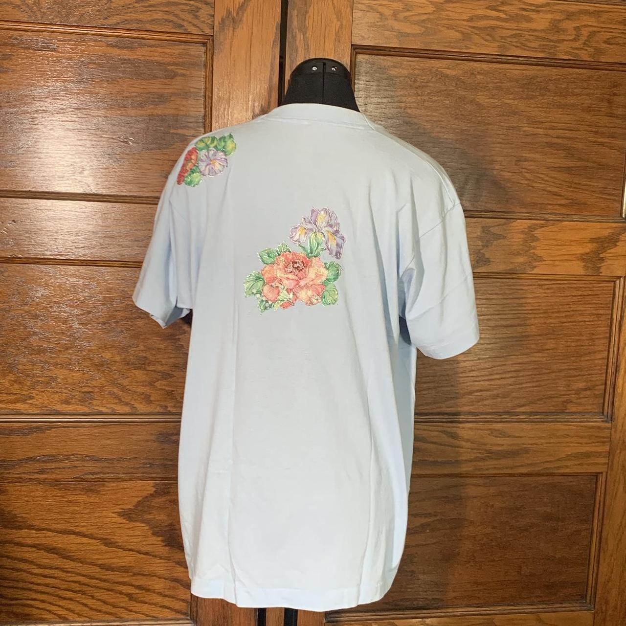 90s Baby Blue Screen Stars Best Floral Single Stitch... - Depop