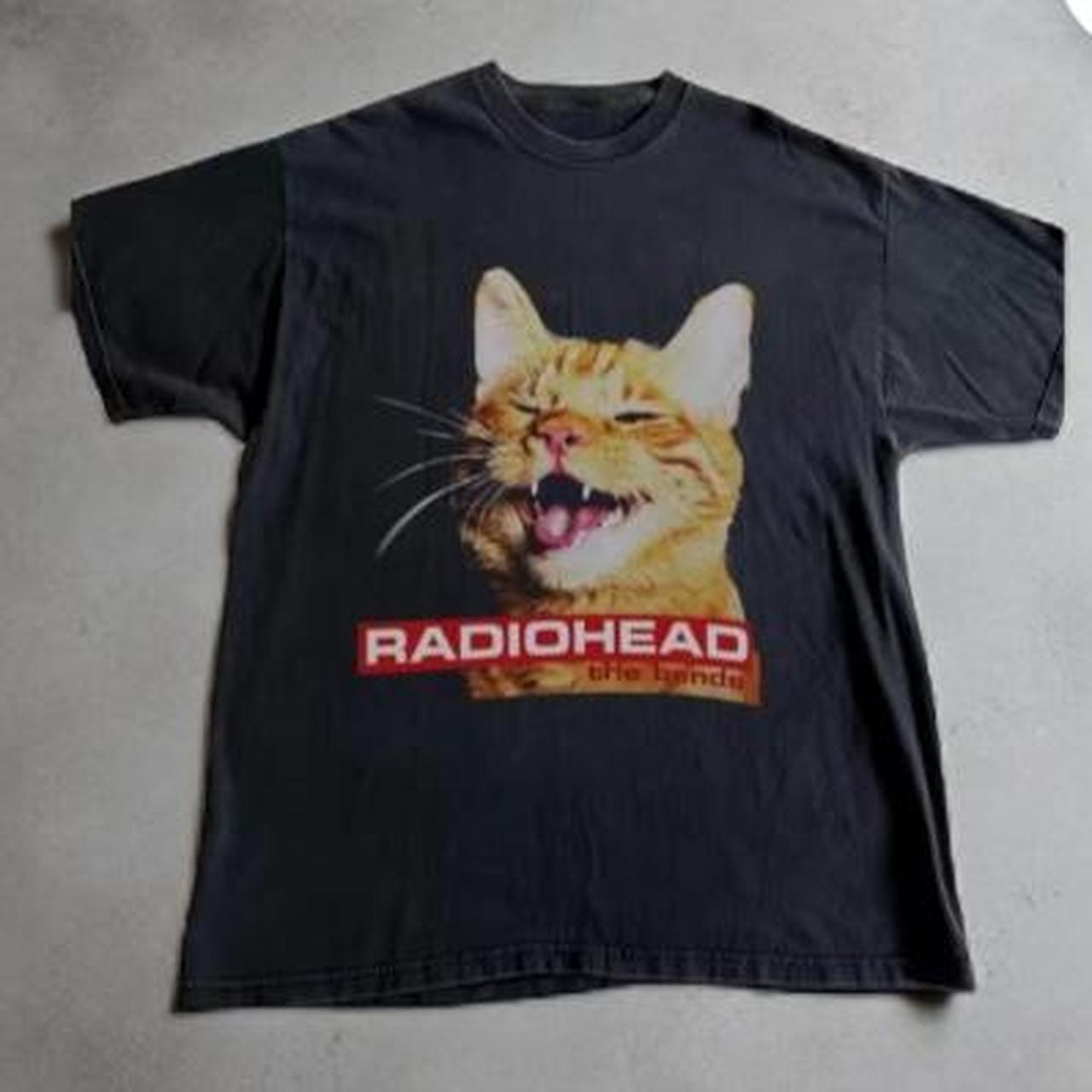 Black Radiohead cat band tee #y2k #vintage #emo... | Depop
