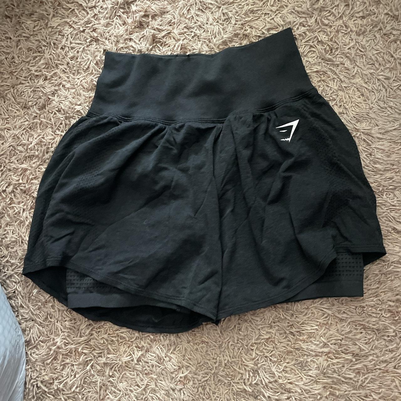 Black Gymshark shorts with compression shorts... | Depop