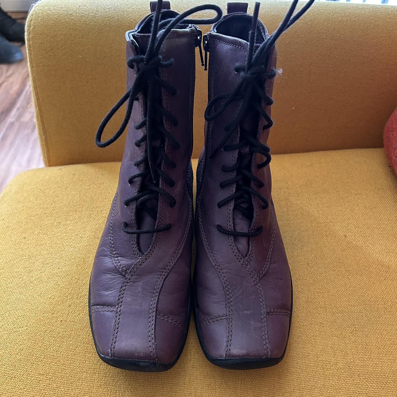 gorgeous vintage purple boxing-like lace up boots... - Depop