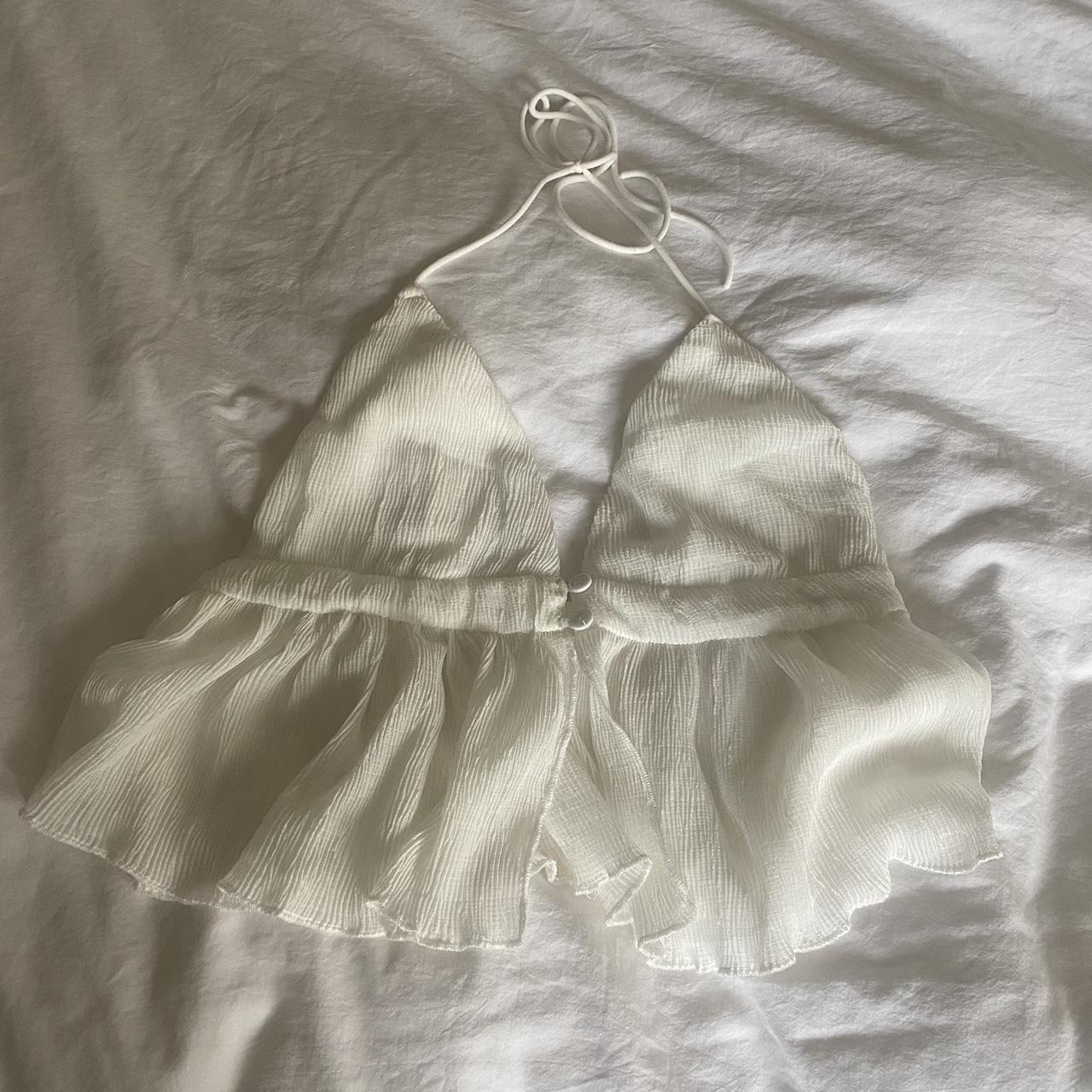 White halter top so summery No size but fits a... - Depop