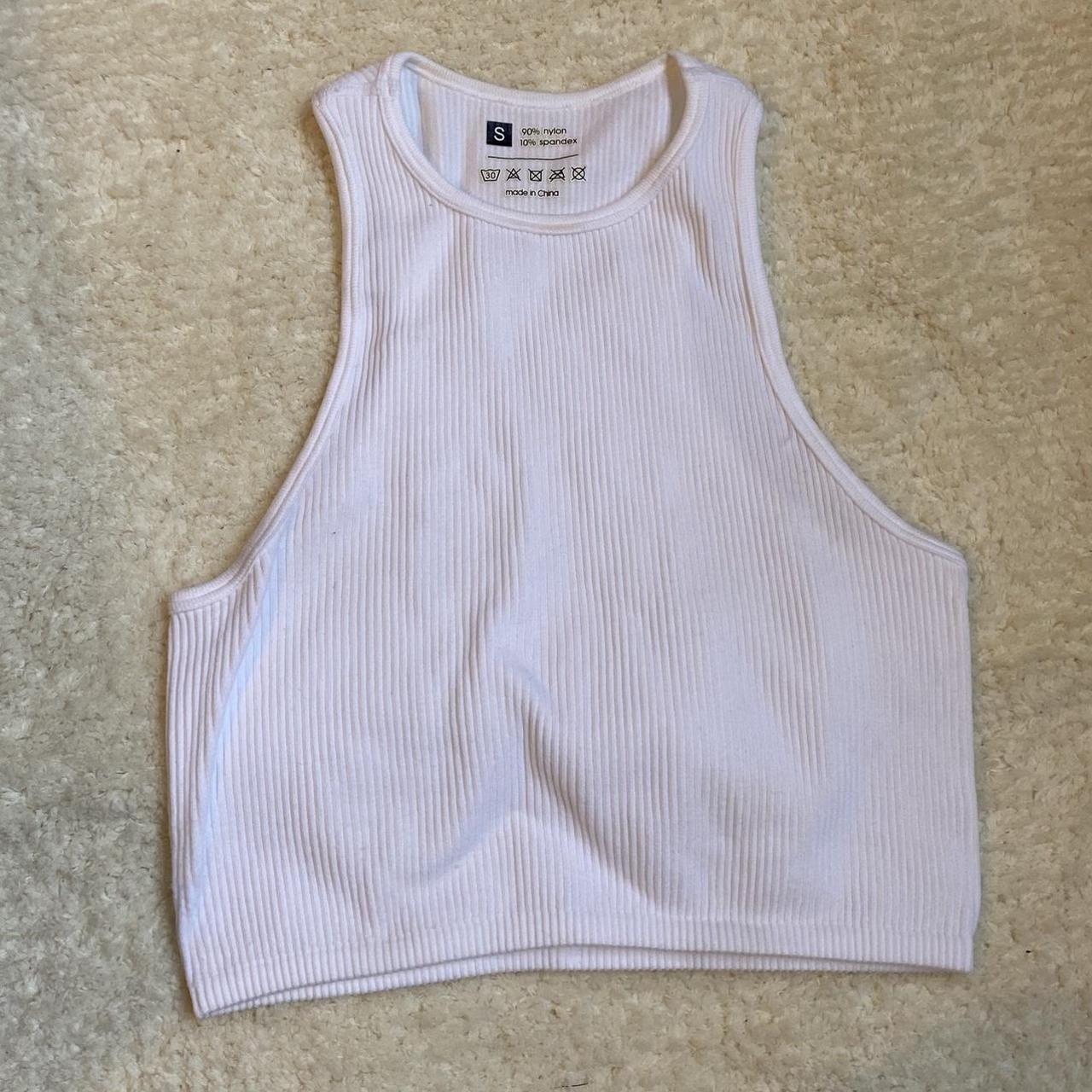 Shein ribbed white workout top Size small Spandex... - Depop