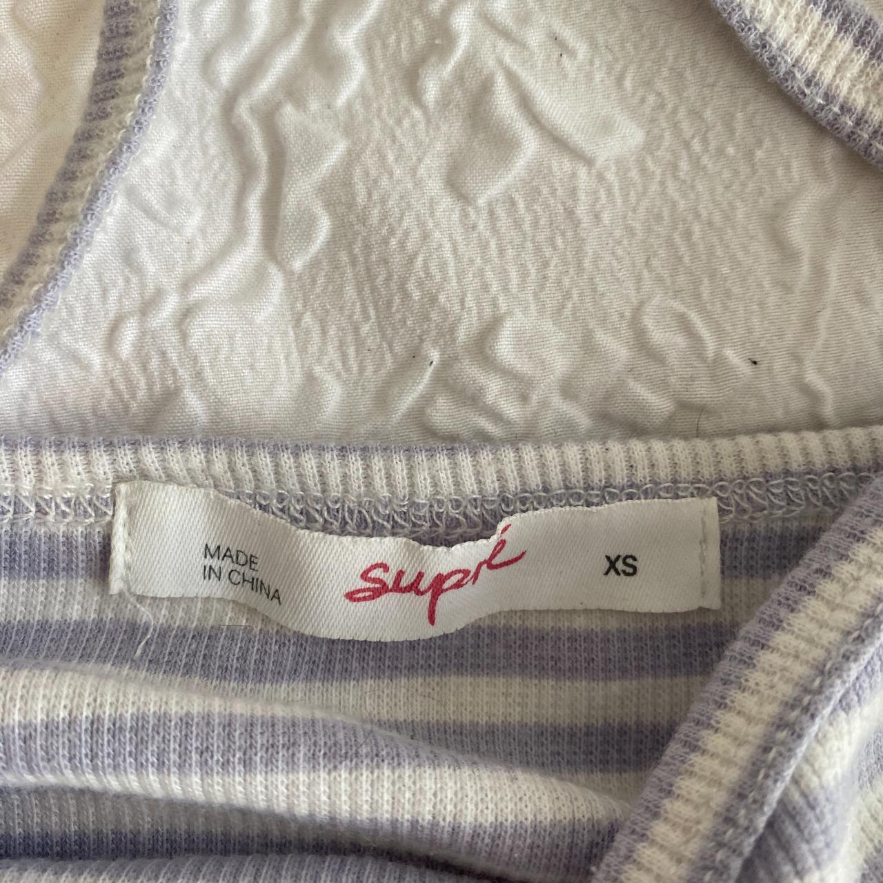 extra small blue and white Supre singlet, worn a few... - Depop