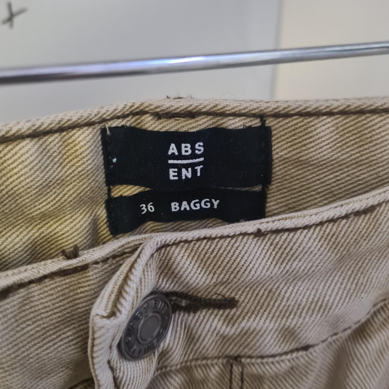 Baggy Cream Coloured Denim Pants fron Absent, barely... - Depop