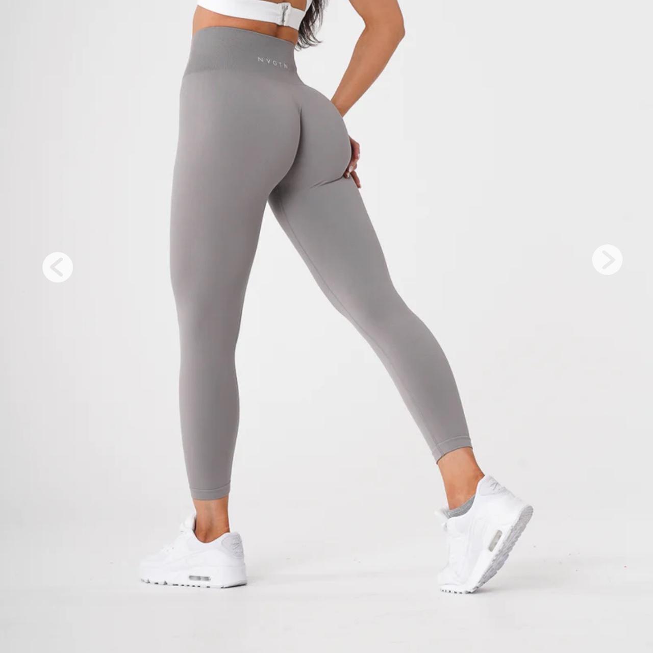NVGTN Light Grey Solid Seamless Leggings size small... - Depop