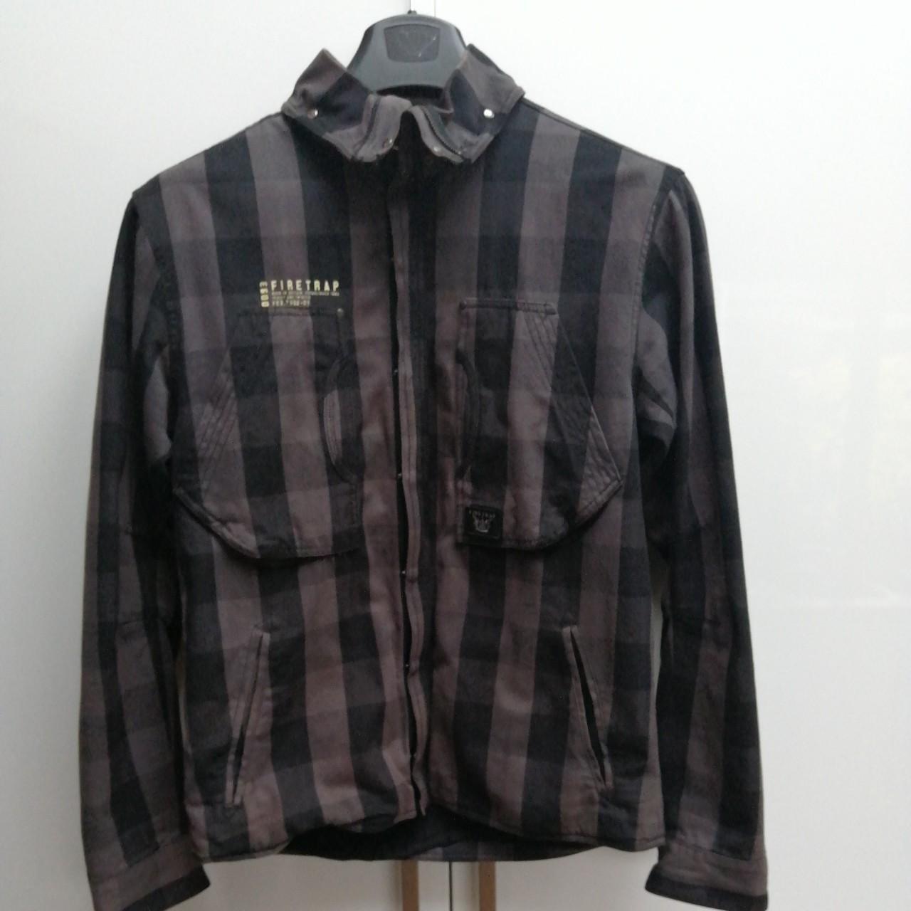 Firetrap black and grey checked jacket. Very good... - Depop