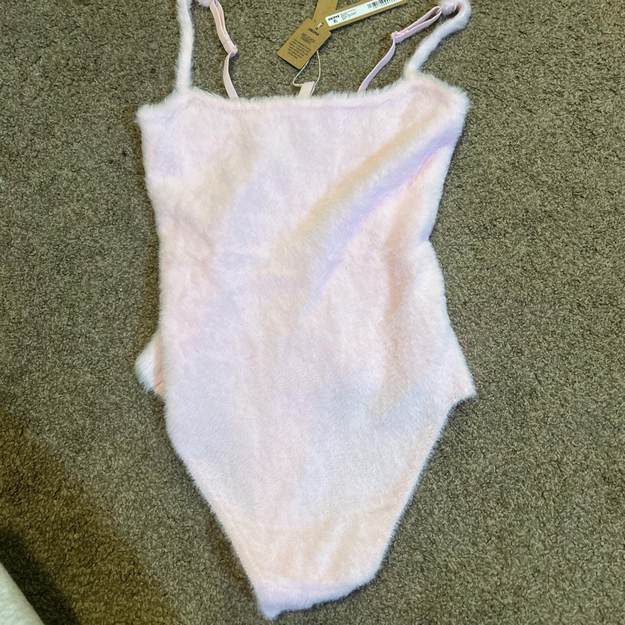 Fuzzy knit skims brand new baby pink body suit... - Depop