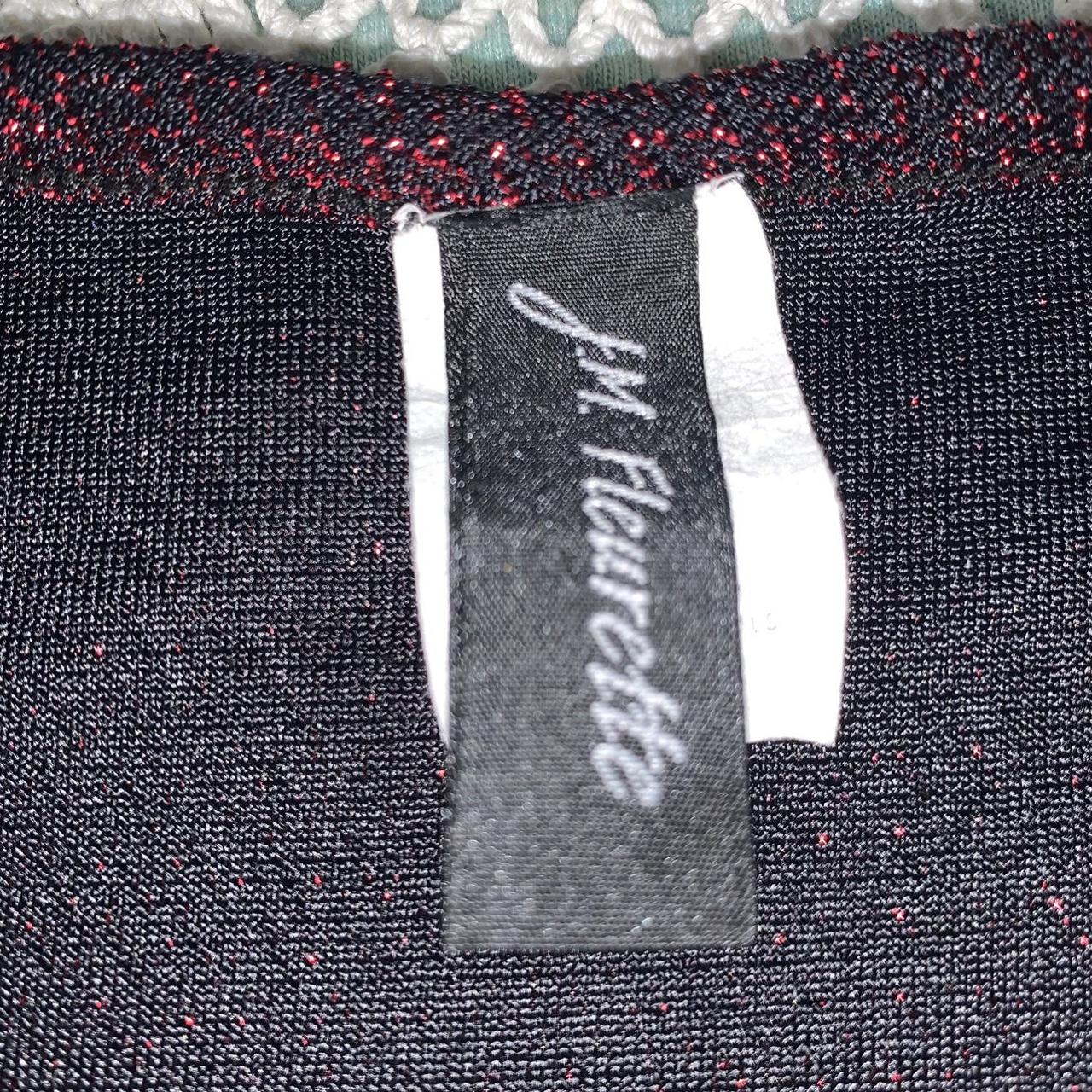 J.M. Fleurette - Sparkly Red and Black Blouse Size... - Depop