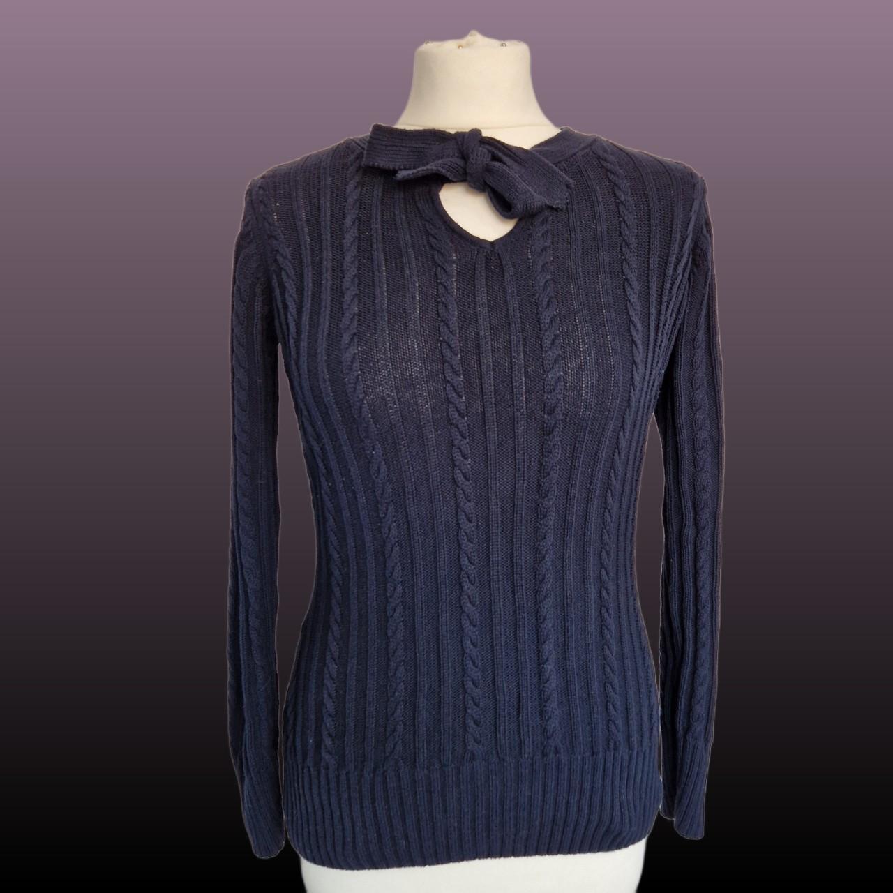100% cotton navy cable knit sweater by Collectif.... - Depop