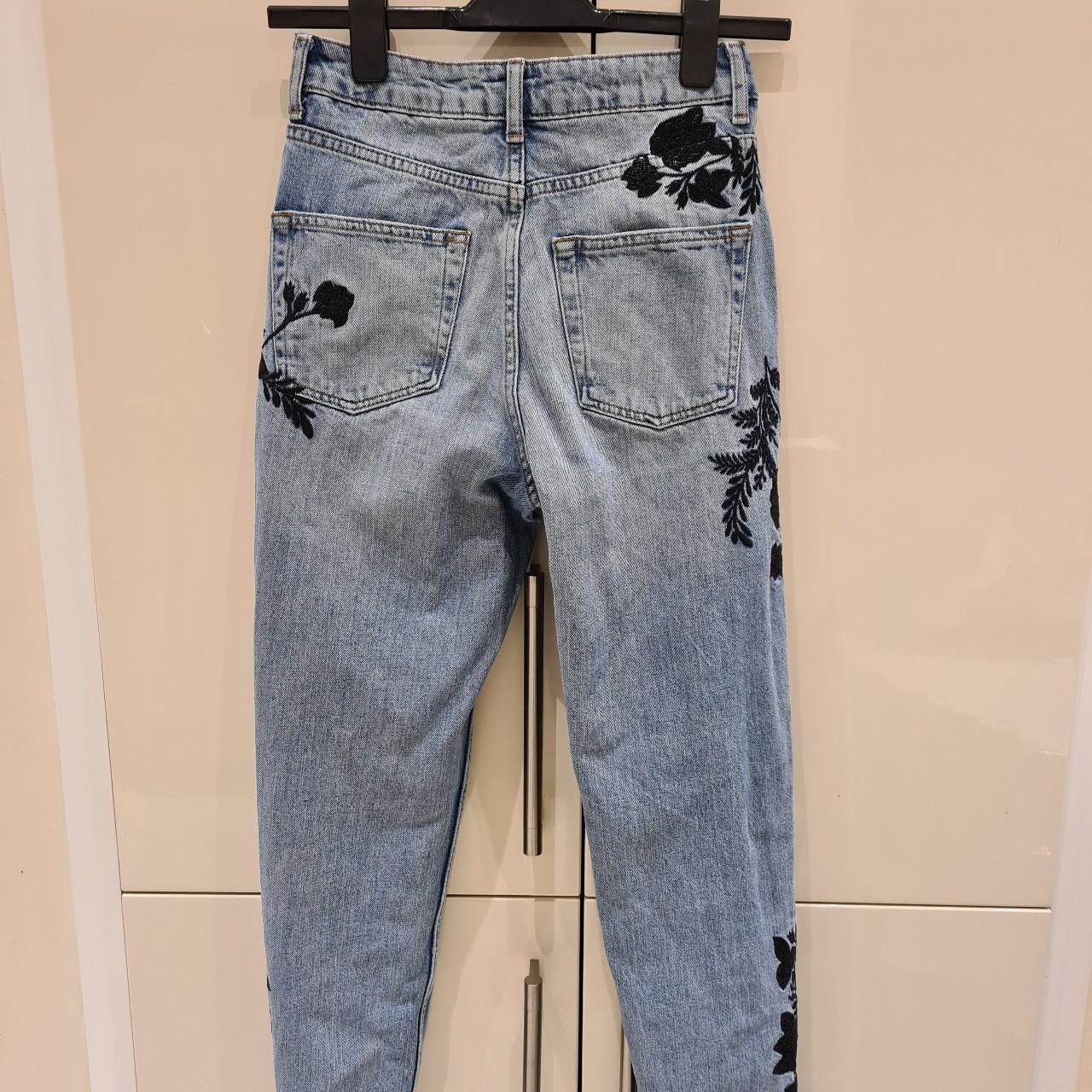 Floral Embroidered Mom Jeans Vintage Look Depop