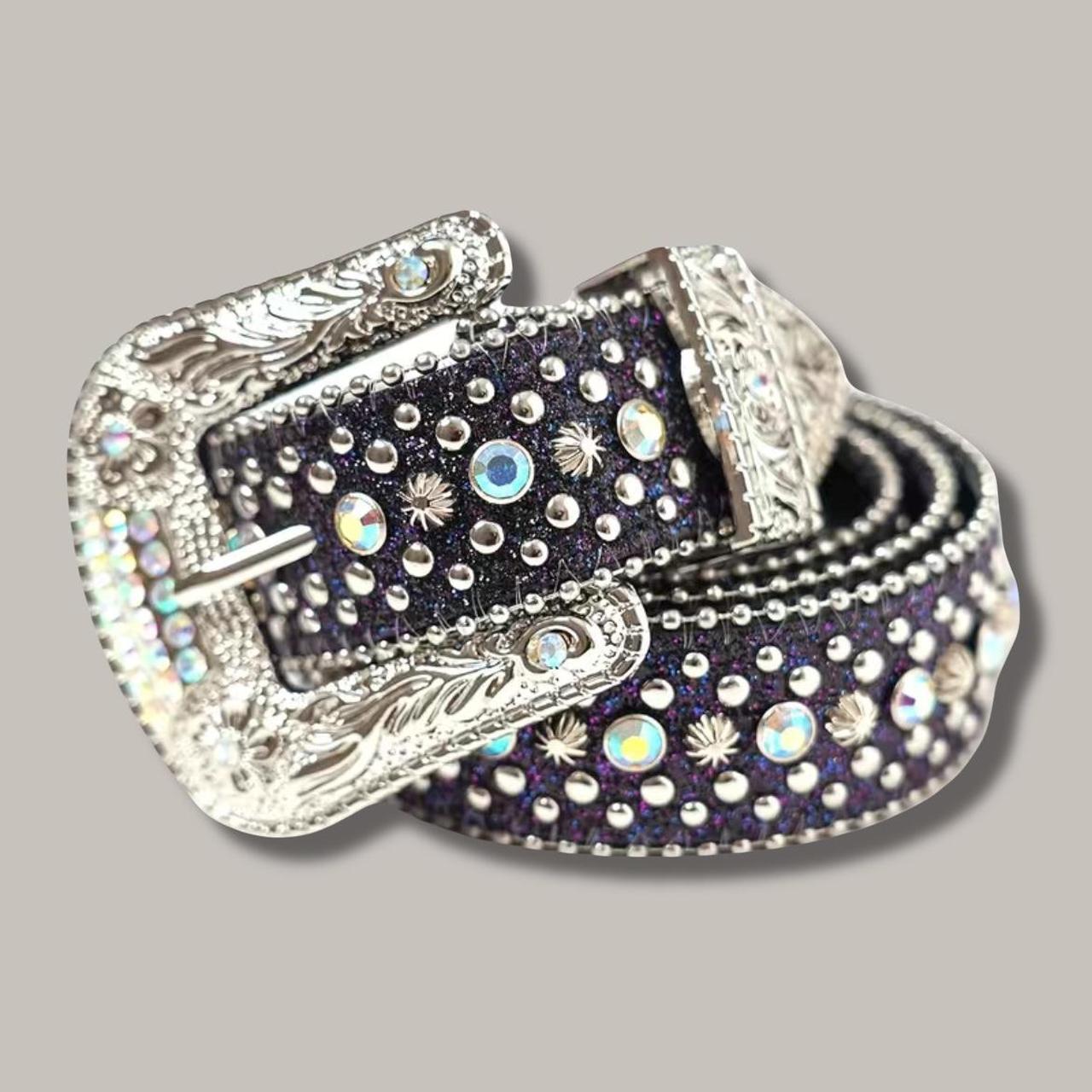 bb Simon style belt Navy blue rhinestone belt Super... - Depop