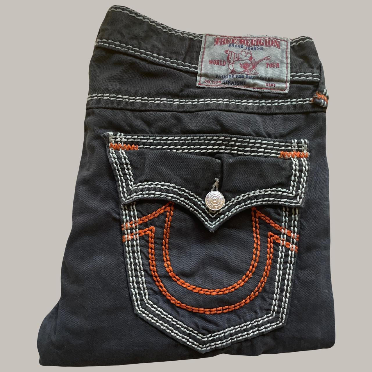 True religion mega t stitch jeans Black jeans custom... - Depop