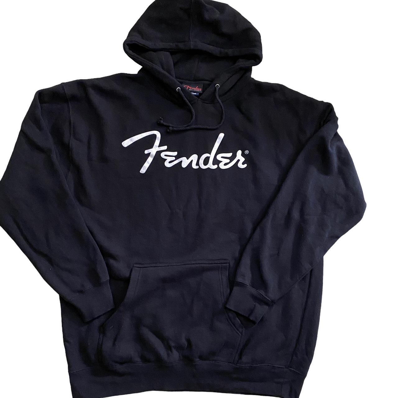 Fender Silver Spaghetti Logo Official Hoodie Size:... - Depop