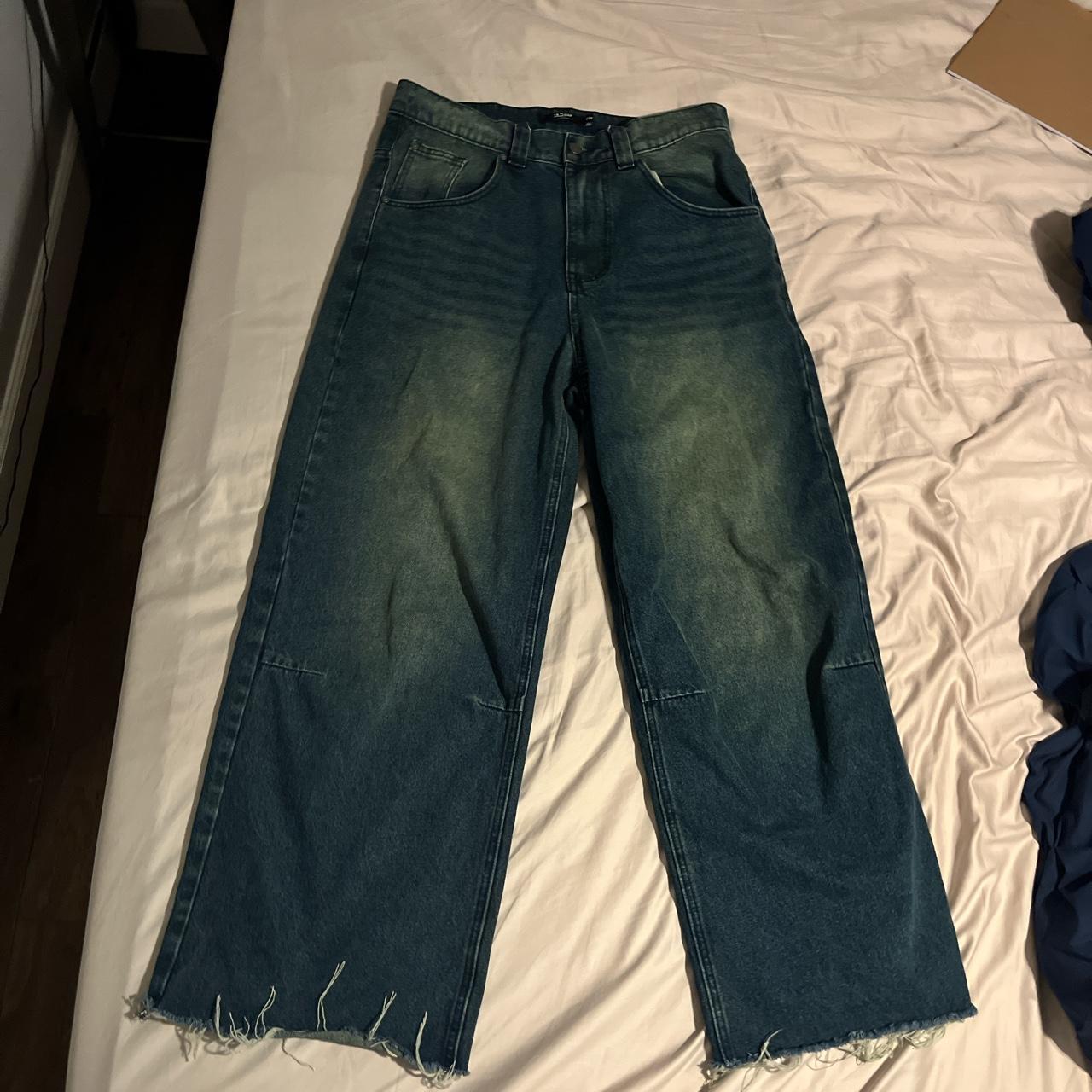 Jaded London Men's Blue and Green Jeans | Depop