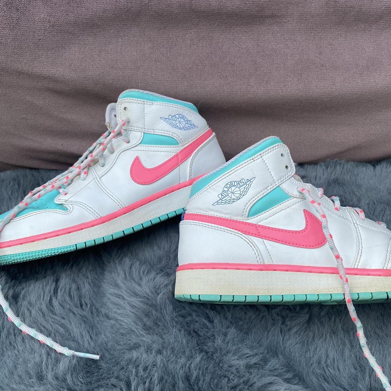vintage retro Nike air Jordan 1 mids White, pink and... - Depop