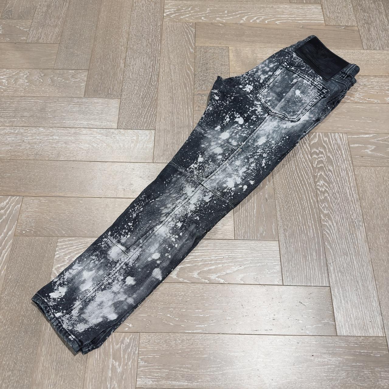 Diesel grey and white paint splatter slim fit jeans... - Depop