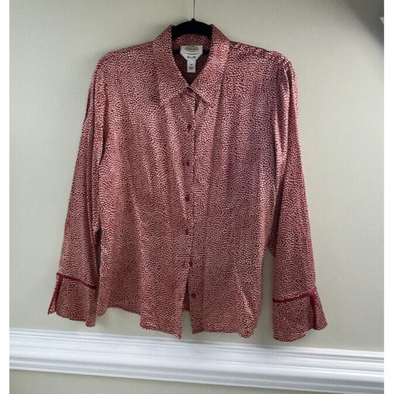 Talbots Pure Silk Blouse Womens 16 Vintage 90s Polka... - Depop
