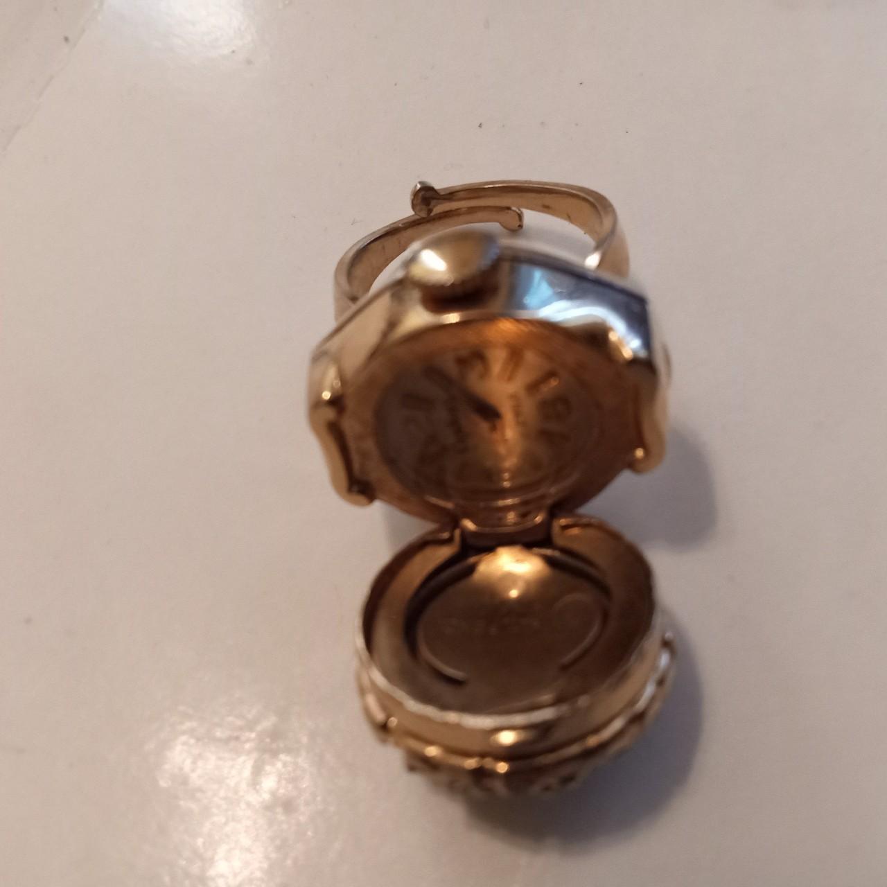Vintage watch ring, costume jewelry rare find, large... - Depop