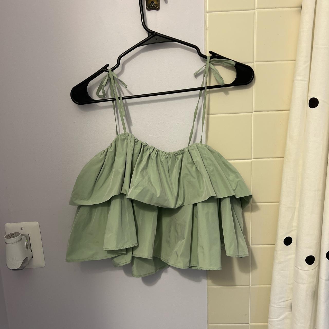 Zara Green Ruffle Top - Depop